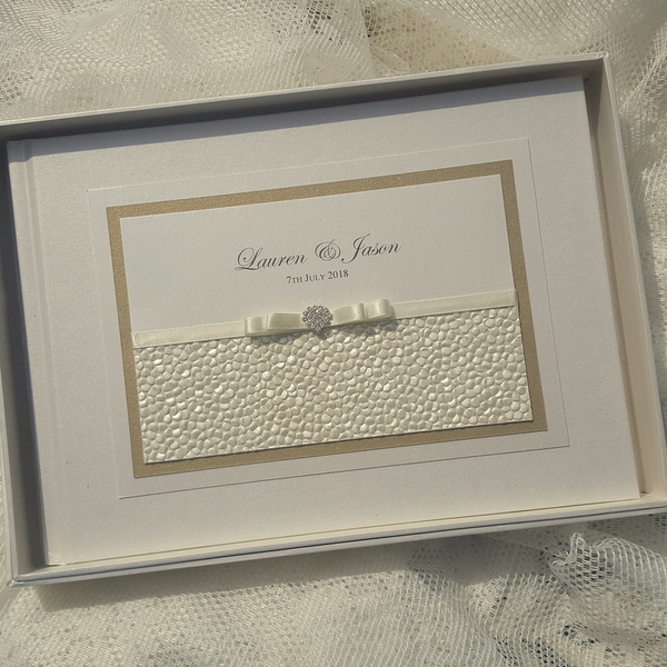 sequin sparkle ivory gold guest book - By Jo