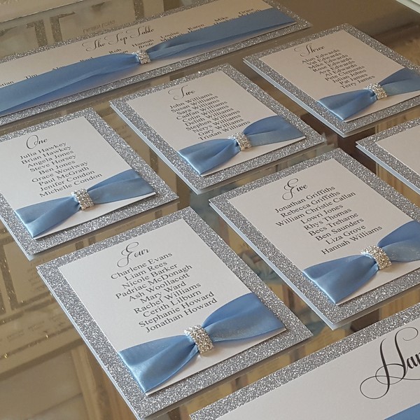 sequin sparkle sky blue table plan - By Jo