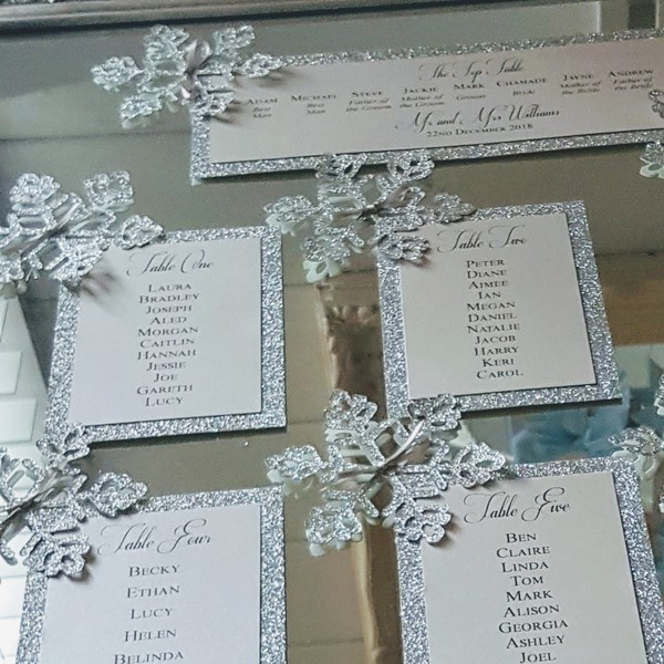 snowflake silver glitter table plan - By Jo