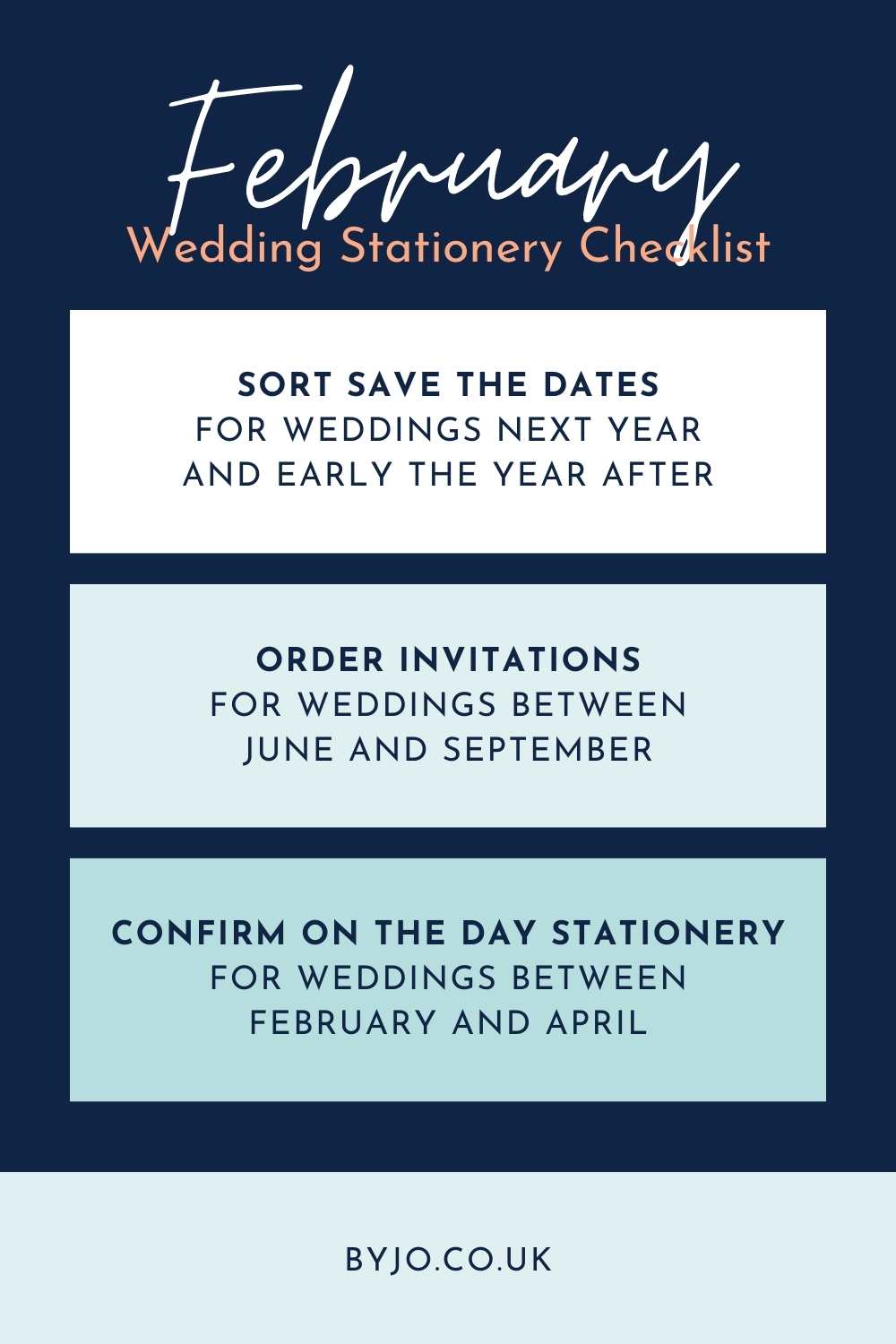 Wedding stationery checklist for February - By Jo