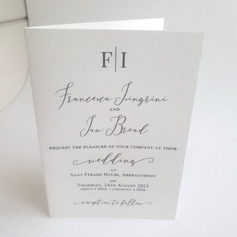 Folded wedding invitations - By Jo Cardiff