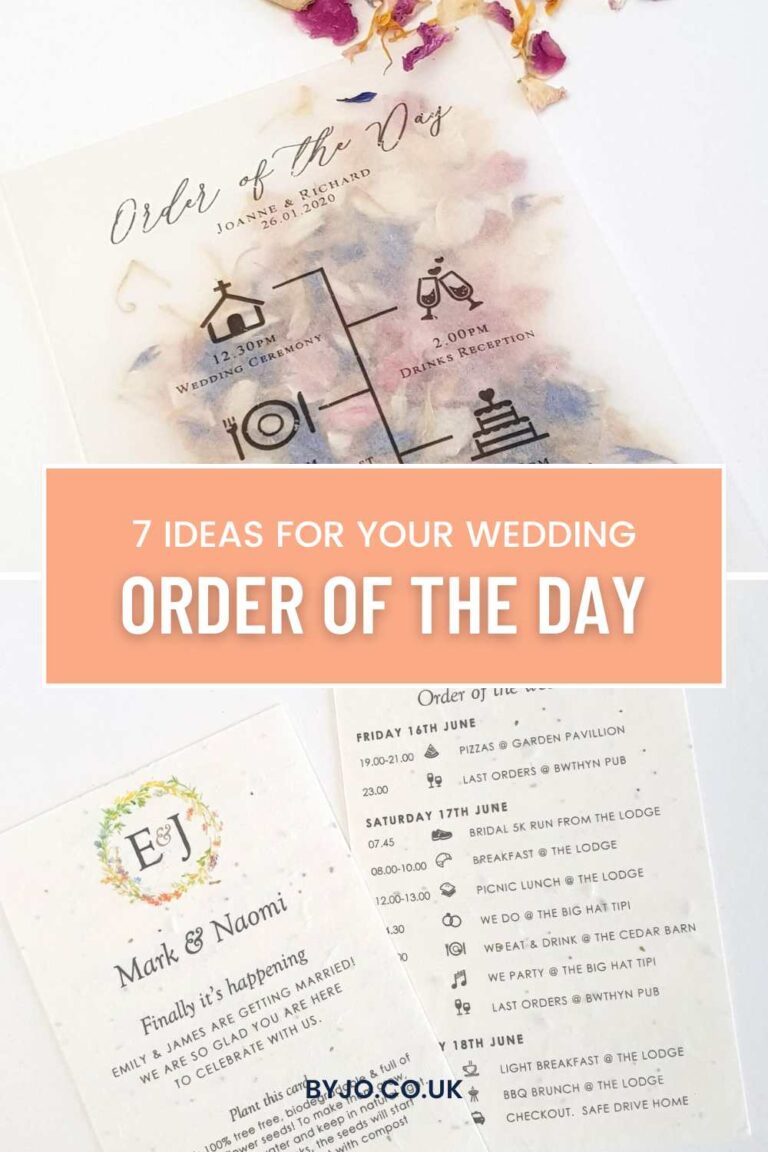 7 wedding order of the day ideas - By Jo